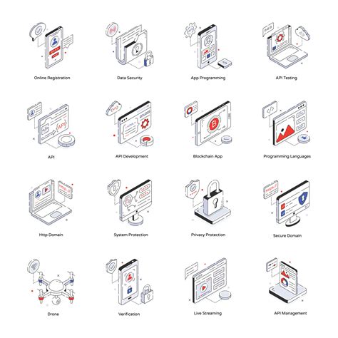 Set Of API Services Isometric Icons Vector Art At Vecteezy