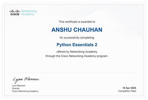 Python Cisconetacad Professionaldevelopment Programming Certification Anshu Chauhan