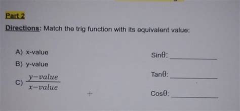 solved part 2 directions match the trig function with its