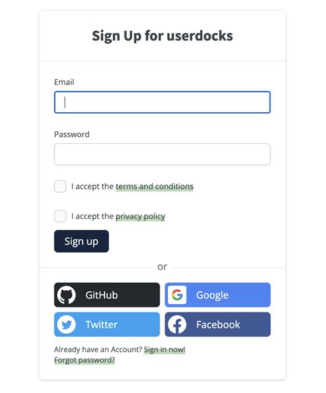 Create An Account Userdocks