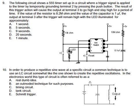 Solved 9 The Following Circuit Shows A 555 Timer Set Up In Chegg Com