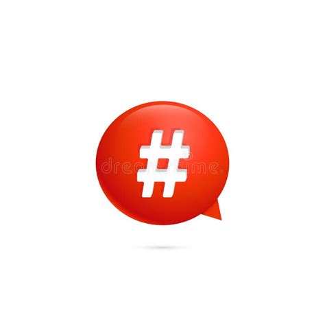 Hashtag Icon On Red Chat Bubble Social Networks Ui Design Vector Illustration Stock Vector