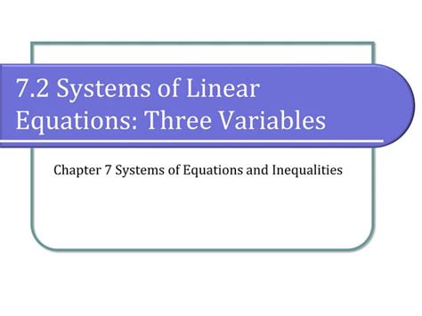72 Systems Of Linear Equations Three Variables Ppt