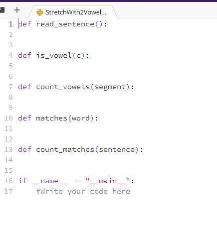 Solved Specification Main Class StretchWith VowelsRead Chegg
