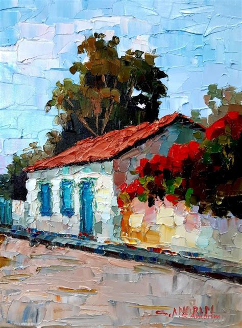 Casario I Pintura De Paisagem Urbana Pinturas De Paisagem A óleo Paisagem Abstrata