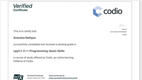 Areesha Rafique On Linkedin Cplusplus Programming Edx