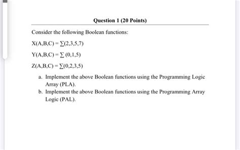Solved Question 1 20 Points Consider The Following Boolean
