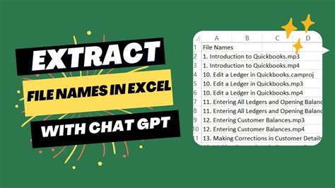 Extract All File Names In Excel From A Specific Folder Using Chat Gpt Youtube