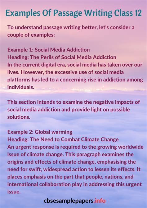 Passage Writing Class 12 Format Examples Topics Exercises Cbse Sample Papers