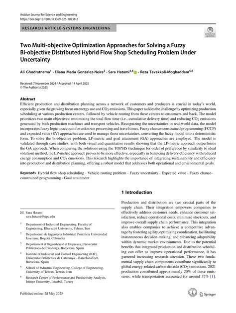 Pdf Two Multi Objective Optimization Approaches For Solving A Fuzzy