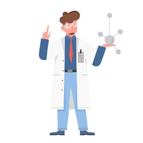 Premium Vector Scientist Man Holding Atom Model