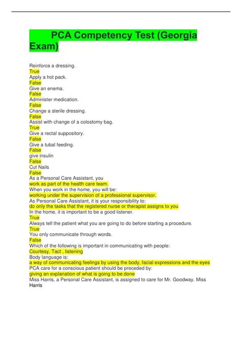Pca Competency Test Georgia Exam Question And Answers 100 Complete