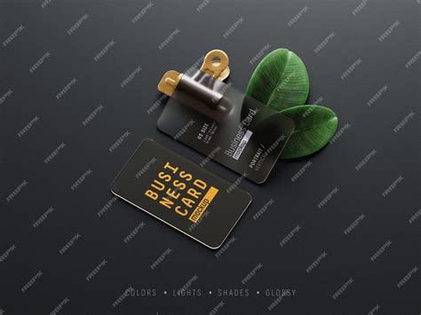 종이 클립이 있는 둥근 모서리 투명 명함 모형 및 원근 뷰 장면을 남깁니다 프리미엄 Psd 파일