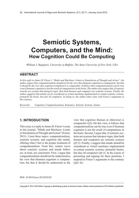 Pdf Semiotic Systems Computers And The Mind