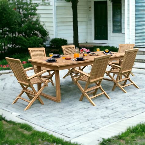 Tretes Java Outdoor Dining Set 1 Dining Table With 6 Chairs Teak