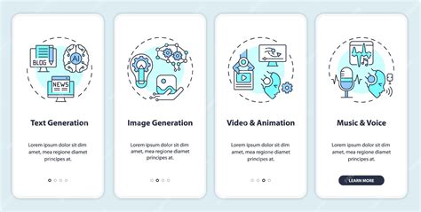 2d значки представляющие Ai для экрана мобильного приложения Seo прохождение 4 шага красочных