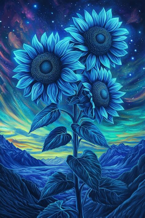 What Do Blue Sunflowers Symbolize Abstract Flower Painting