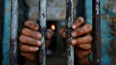 Man Hands Behind Bars In Jail Or Prison Stock Illustration Illustration Of Depressed