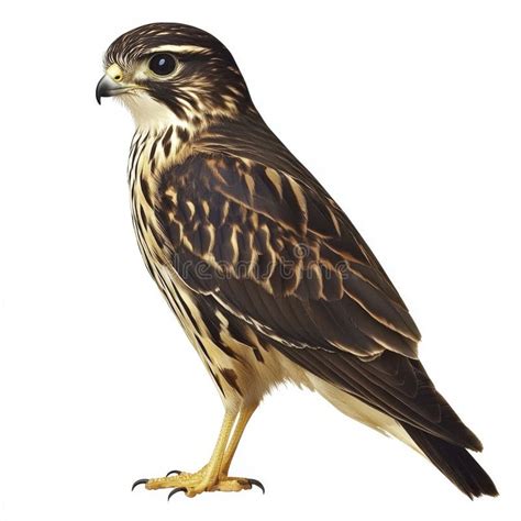 Detailed Close Up Of A Small Brown Hawk On White Background Stock Illustration Illustration Of