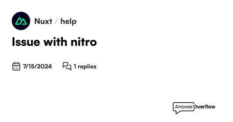 Issue With Nitro Nuxt