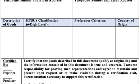 Usmca Certification Requirements And Sample Template Within Certificate