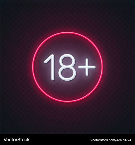 Neon Sign Of Age Limit Plus On A Transparent Vector Image