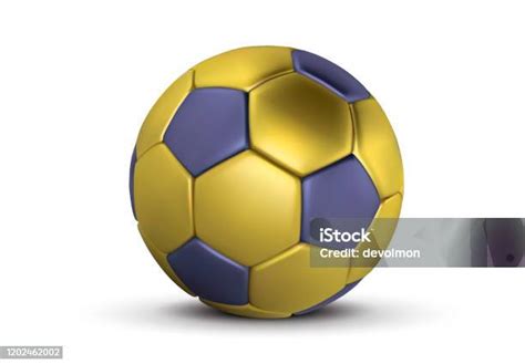 흰색 배경에 골드 블루 축구 공입니다 현실적인 3d 황금 축구 공 청동 파란색 축구 공입니다 0명에 대한 스톡 벡터 아트 및 기타 이미지 Istock