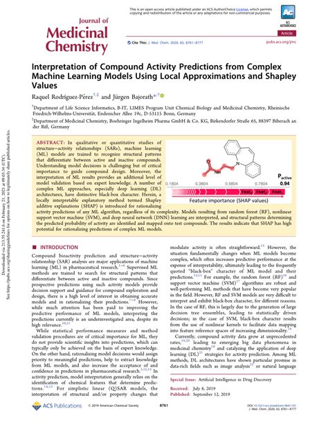 Pdf Interpretation Of Compound Activity Predictions From Complex Machine Learning Models Using