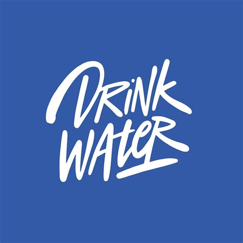 파란색 배경에 흰색 텍스트 음료수입니다 손으로 그린 현대 서예 문구 프리미엄 벡터