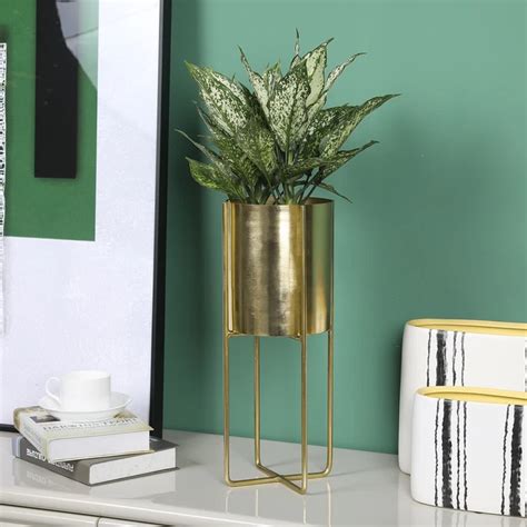 Modern Brushed Brass Metal Cylinder Planter Riser Stand Handcrafted In India £3242 Picclick Uk