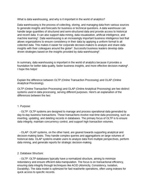 Data Warehousing Interview Qanda Pdf Data Warehouse Database Index