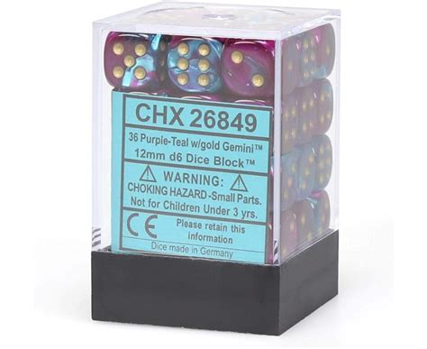 Zubehör Chessex Gemini 12mm D6 Dice Blocks With Pips Dice Blocks 36
