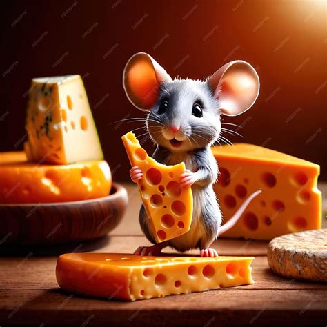 Cute Mouse Holding Precious Cheese Their Valuable Treasure Premium Ai