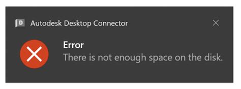 error there is not enough space on the disk when publishing project