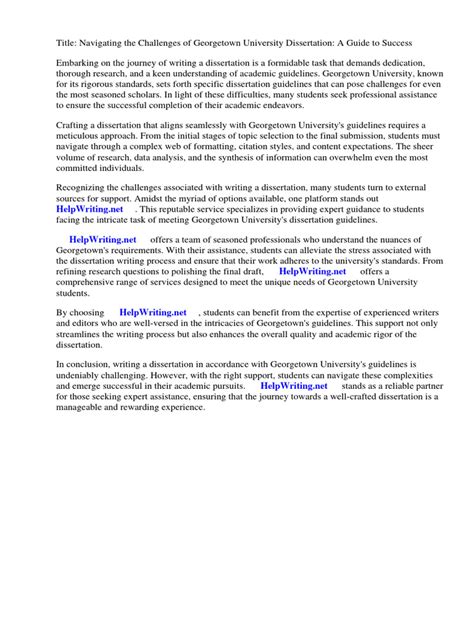 Georgetown University Dissertation Guidelines Download Free Pdf