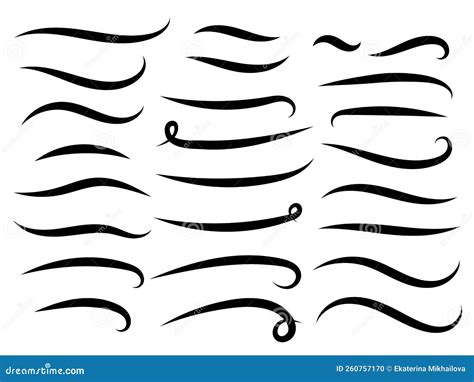 Swish Doodle Underline Set Hand Drawn Swoosh Elements Calligraphy Swirl Or Sport Swoop Text