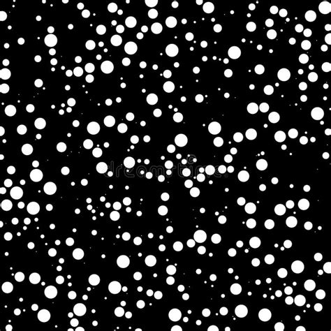 White Random Dots Circles Over Black Backdrop Dotted Vector Element