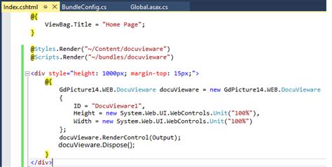 Your First DocuVieware MVC Razor Page