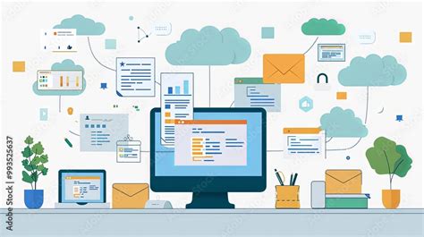 a desktop computer screen shows multiple cloud storage files and applications depicting cloud