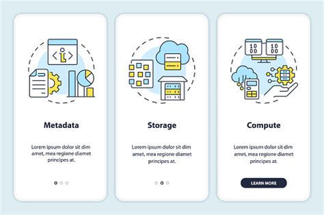 Data Lake And Warehouse Onboarding Mobile App Screen Stock Illustration Download Image Now