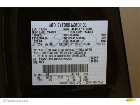 2005 Escape Color Code Ua For Black Photo 53798907