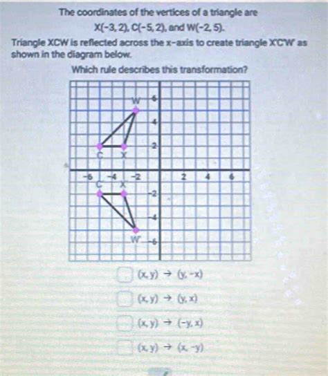Solved The Coordinates Of The Vertices Of A Triangle Are X 32 C 52 And W 25