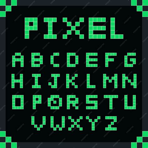 Alfabeto De Píxeles Vectoriales Establecido En Estilo De 8 Bits