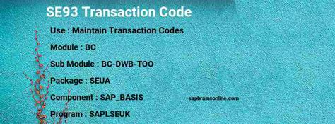 Se93 Sap Tcode For Maintain Transaction Codes