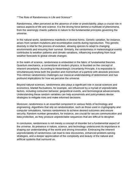 the role of randomness in life and science pdf randomness science