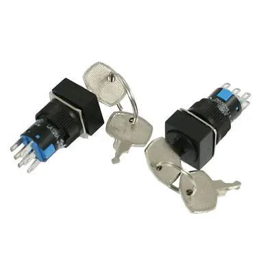 Panel Mount DPDT Position Square Key Lock Push Button Switch AC V A In Switches From