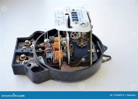 Analog Electric Meter Display Round Glass Cover Stock Image