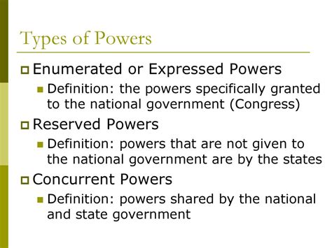 Enumerated Powers Examples