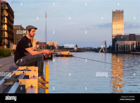 Berlin Germany Michael Wickert Founder Of Embers And Shavings Angling On The River Spree