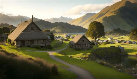 Premium Ai Image Beautiful View Of The Ancient Village Generative Ai